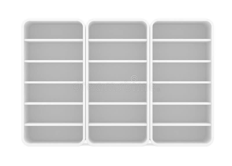 Three Empty Rotated Retail Shelves. Front View Stock Illustration ...