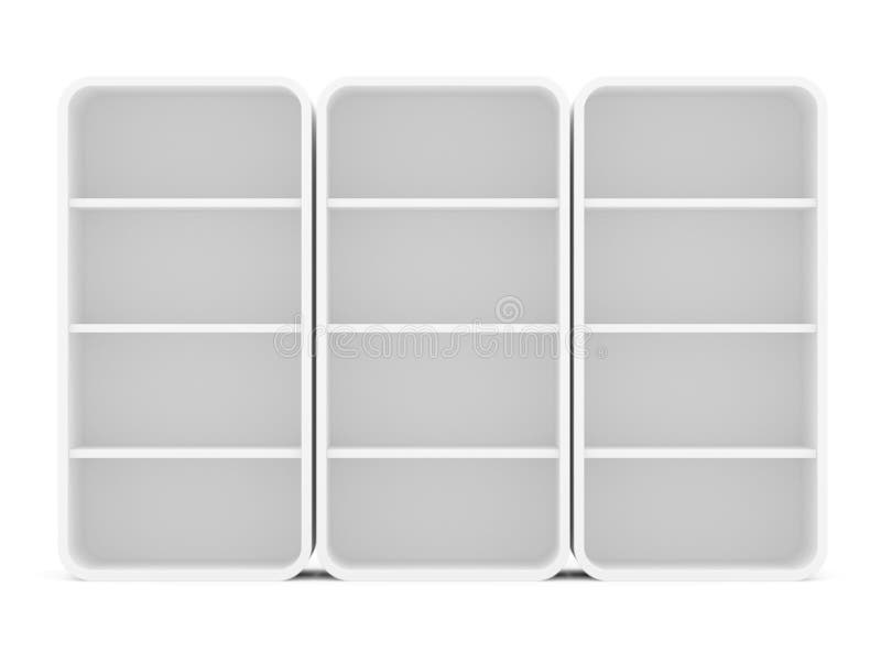 Three Empty Rotated Retail Shelves. Front View Stock Illustration ...