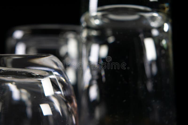 Three Empty Shot Glasses on Black Background Stock Image - Image of ...