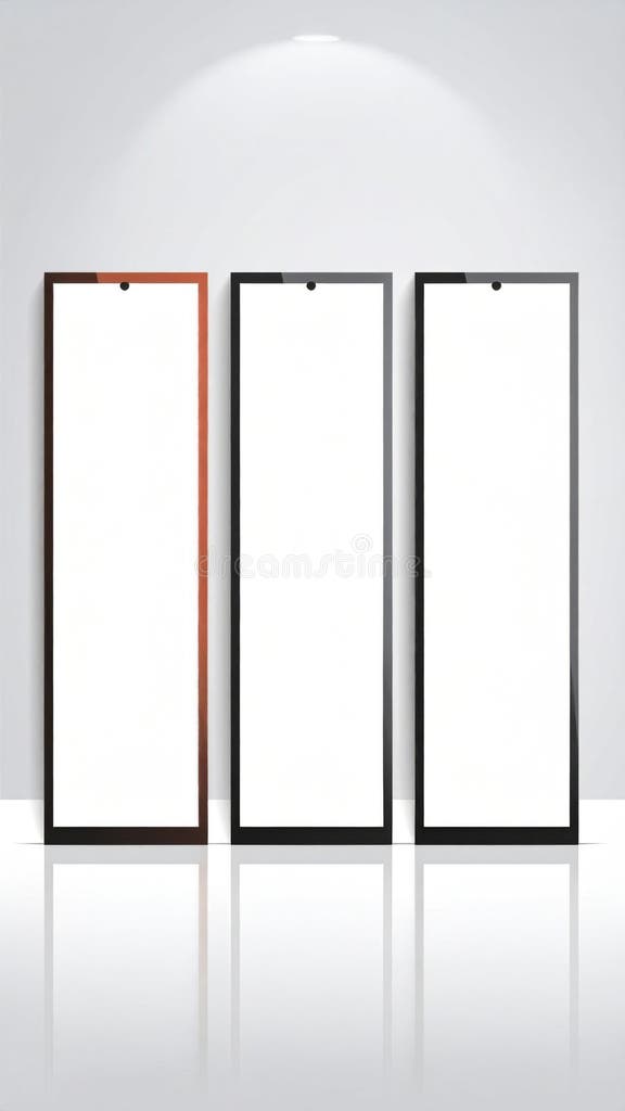 Three Empty Vertical Frames Mockup Stock Illustration - Illustration of ...