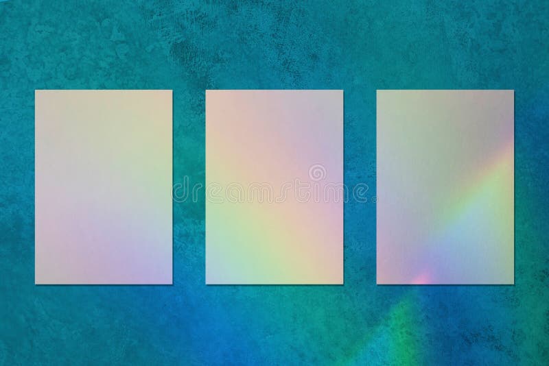 Three Empty Vertical Rectangle Poster Mockup on Blue Background Stock ...