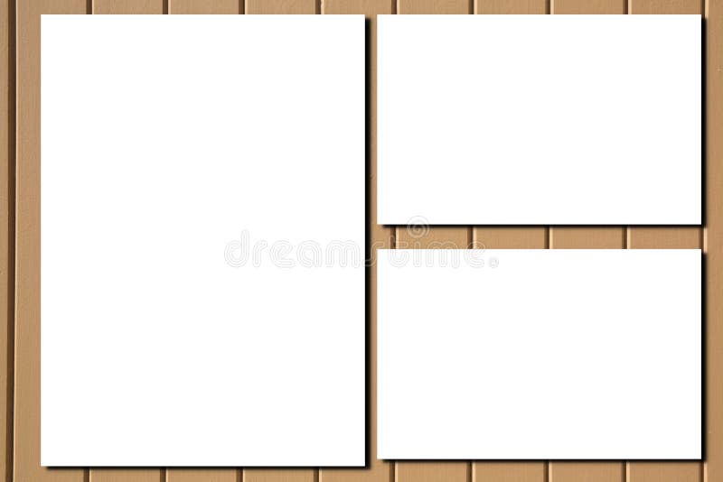 Three Empty White Blank Frame in Mockup in Wooden Wall Background Stock ...