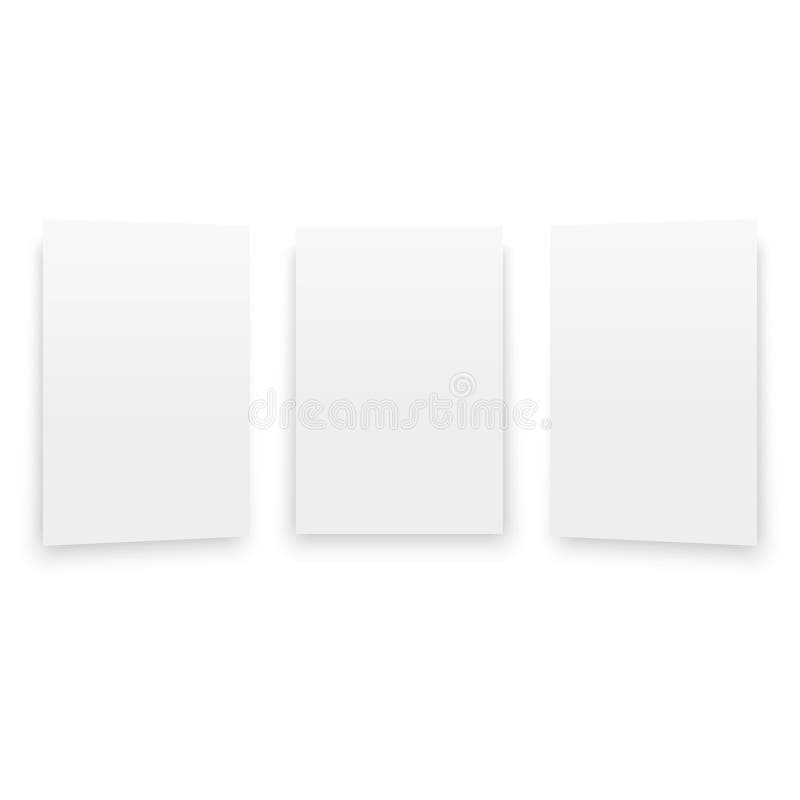 Three Empty White Vertical A4 Poster or Business Card Mockup. Vector ...