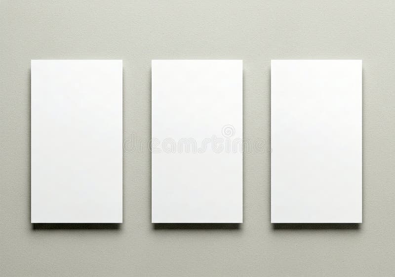 Three Empty White Vertical Rectangle Menu Mockups with Soft Shadows on ...
