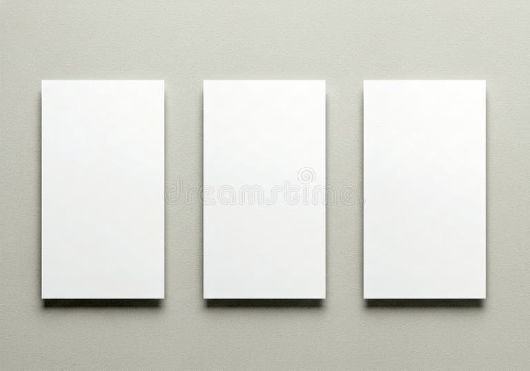 Three Empty White Vertical Rectangle Menu Mockups with Soft Shadows on ...