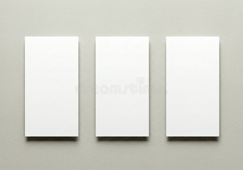 Three Empty White Vertical Rectangle Menu Mockups with Soft Shadows on ...