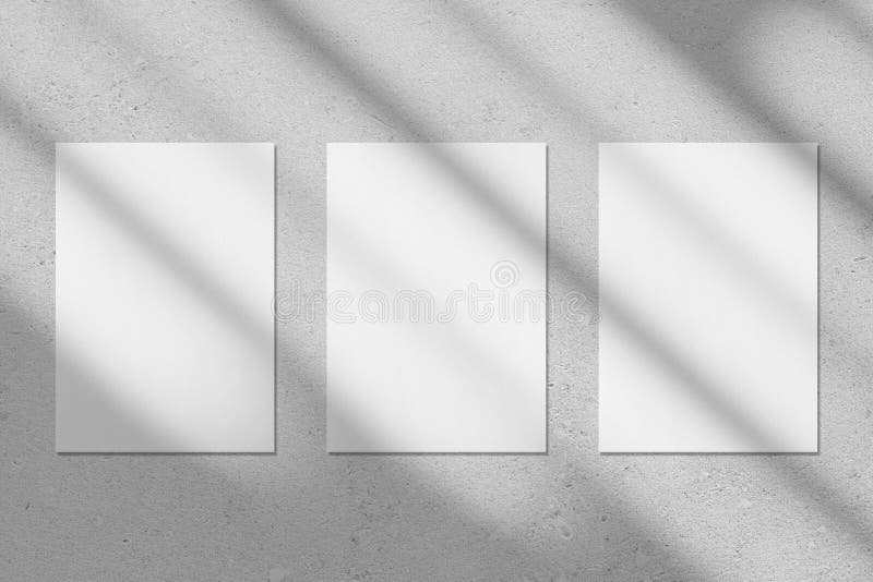 Three Empty White Vertical Rectangle Poster Mockup with Diagonal Window ...