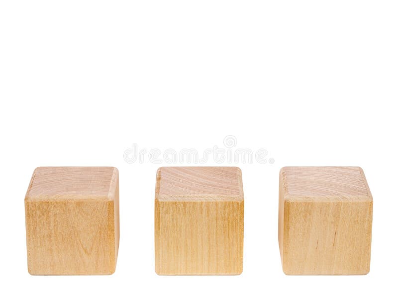 Three Empty Wood Blocks for Design Isolated on a White Background Stock ...