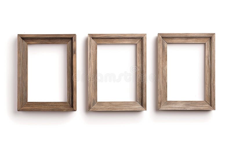 Three Empty Wooden Frames on a White Background with Polished for ...