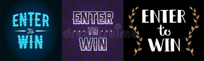 Three Enter To Win Sign Set. Vector Illustration Stock Vector ...
