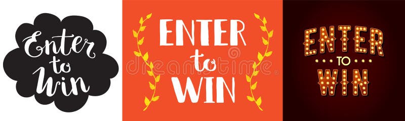 Three Enter To Win Sign Set. Vector Illustration Stock Vector ...