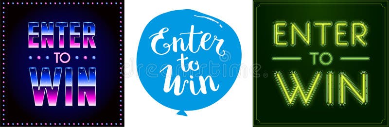 Three Enter To Win Sign Set. Vector Illustration Stock Vector ...