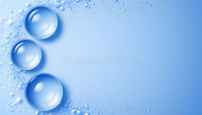 Three Equal Bubbles on the Left Side on a Blue Background Stock ...