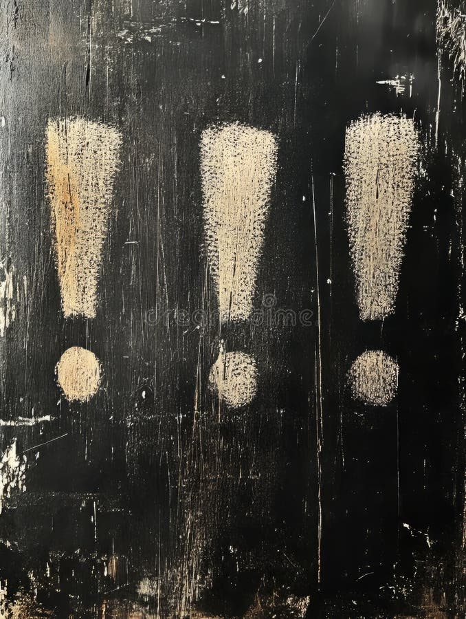 Three Exclamation Marks on a Textured Black Background Stock Photo ...