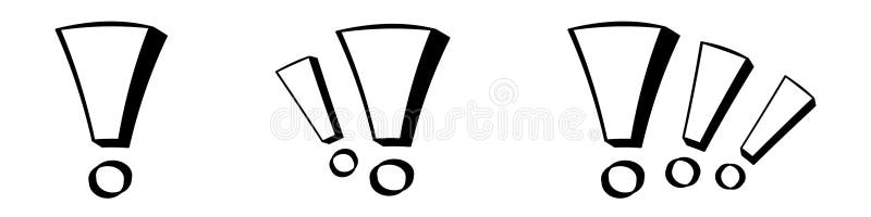 Three Exclamation Marks in Varying Sizes Stock Vector - Illustration of ...
