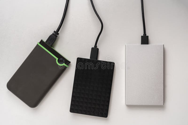 The Three External Hdd Drives One the Shelf, Data Backup Storage Stock ...