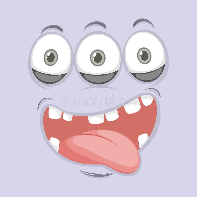 Three Eyed Monster Face Expression Stock Vector - Illustration of ...