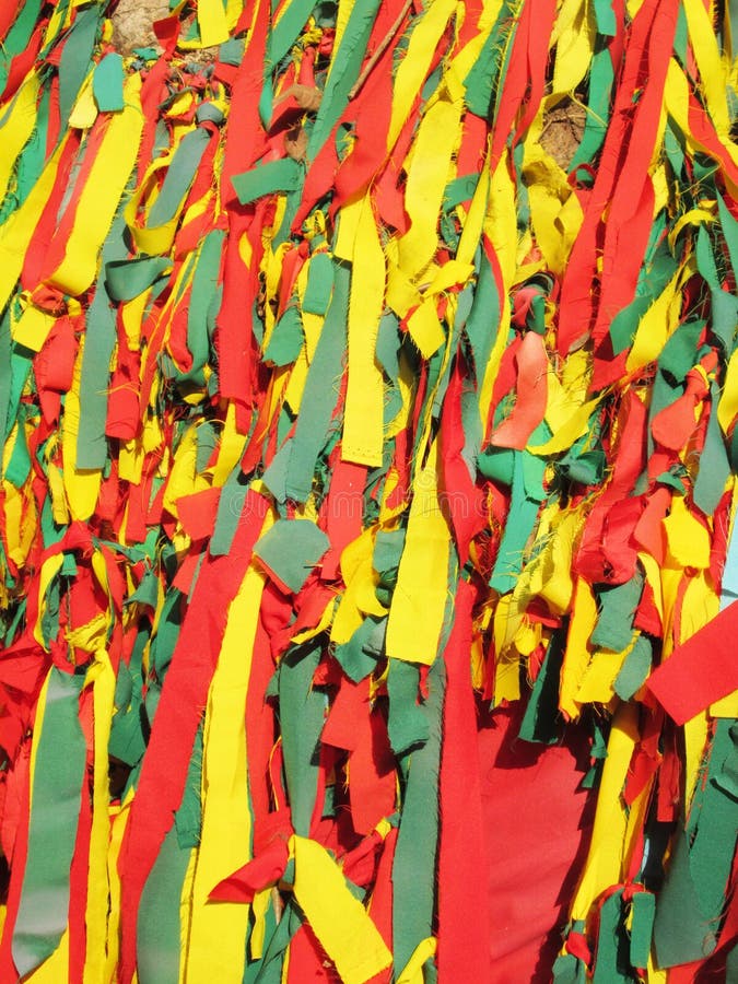 Three Fabric Color Wrap the Old Tree, a Belief in Spirits, Thailand ...