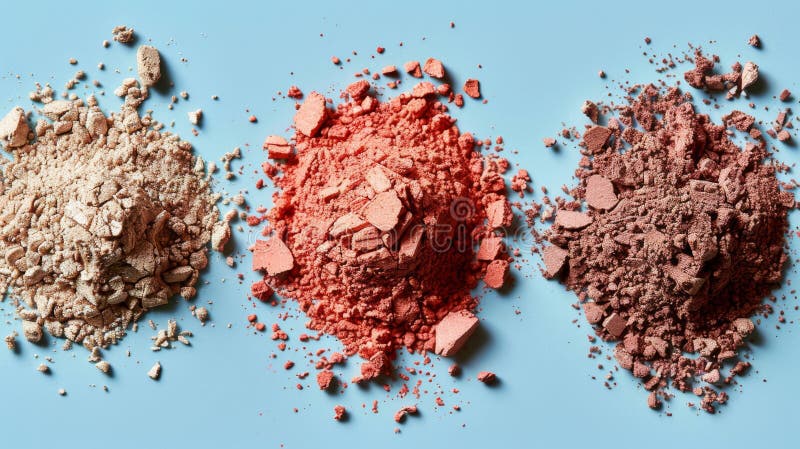 Three Face Powder Samples in Different Shades are Displayed on a Light ...