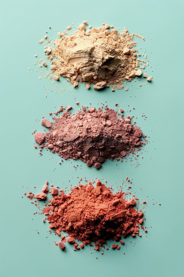 Three Face Powder Samples in Various Colors are Arranged in a Vertical ...