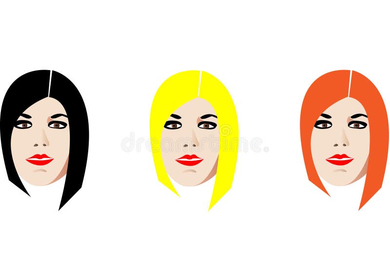 Three faces stock vector. Illustration of females, black - 7264315