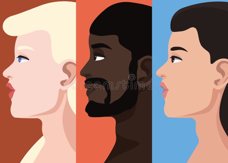 Three Faces Profiles Persons Stock Vector - Illustration of models ...
