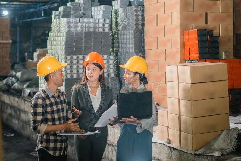 Three Factory Employees Such As Facing Problems and Discussing Stock ...