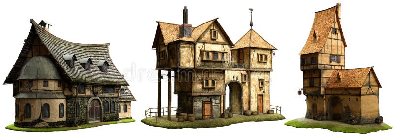 Fantasy Buildings 3D Illustration Stock Illustration - Illustration of ...