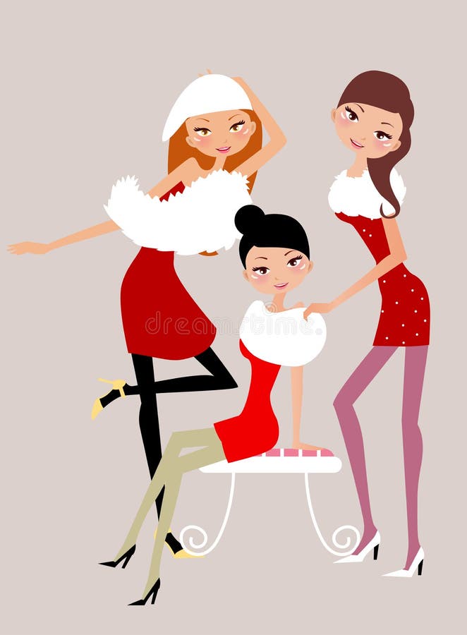 Three girls stock vector. Illustration of lady, friends - 12083155