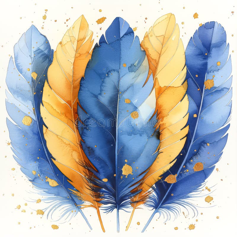 Three Feathers Gold Blue Colors Stock Photos - Free & Royalty-Free ...