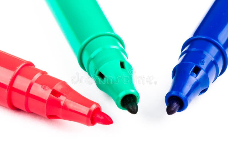 Three Felt-tip Pens with Primary RGB Colors Stock Photo - Image of ...