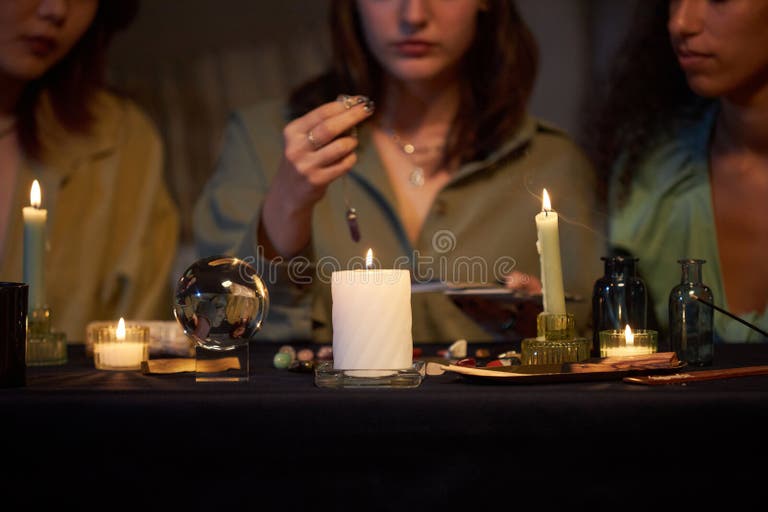 Three Female Friends Practicing Divination Stock Image - Image of ...