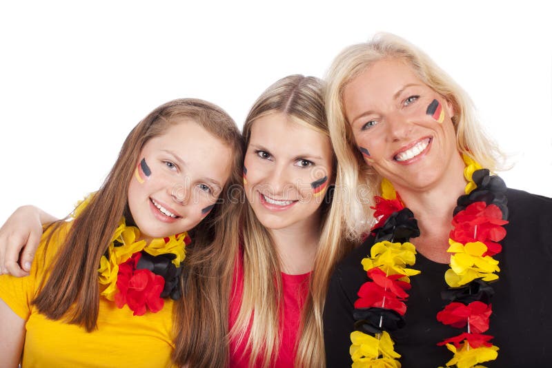 Three female soccer fans stock image. Image of pointing - 41204487