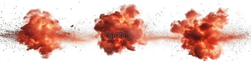 Three Fiery Orange Explosions on White Background Stock Illustration ...