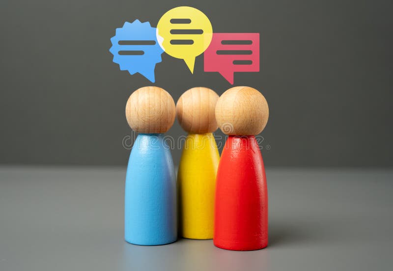 Three Figures of People in Active Discussion and Communication. Stock ...