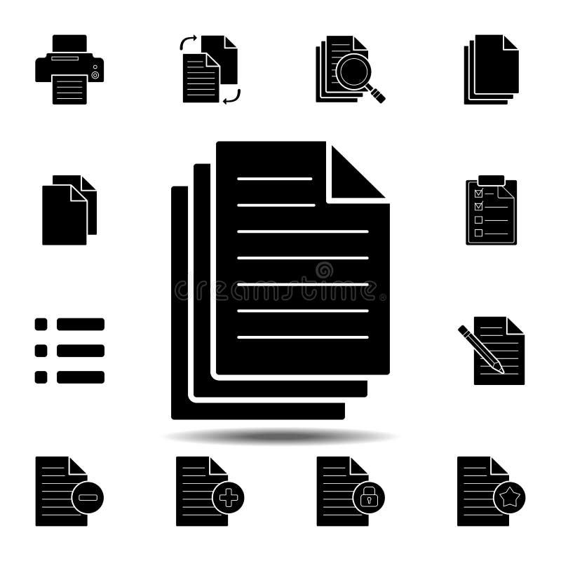 Three File Document Icon. Simple Glyph Vector Element of Web ...