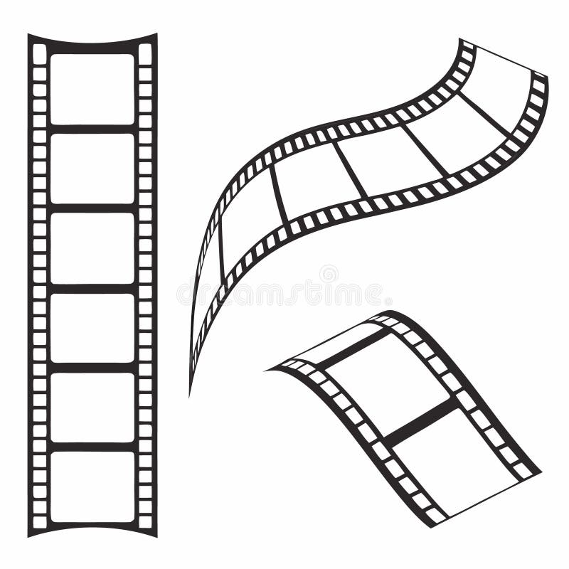 Three Film Strips Design Elements in Black and White Vector ...
