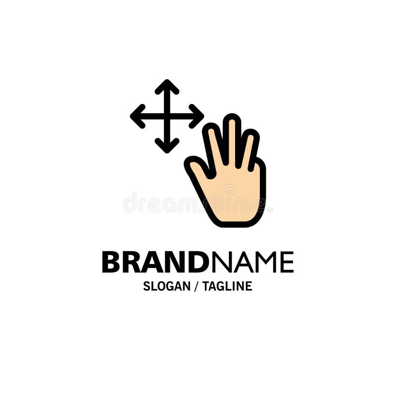 Three, Finger, Gestures, Hold Business Logo Template. Flat Color Stock ...