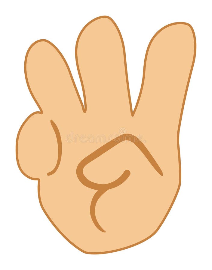 Three Fingers Counting Icon for Education. Hands with Fingers Stock ...