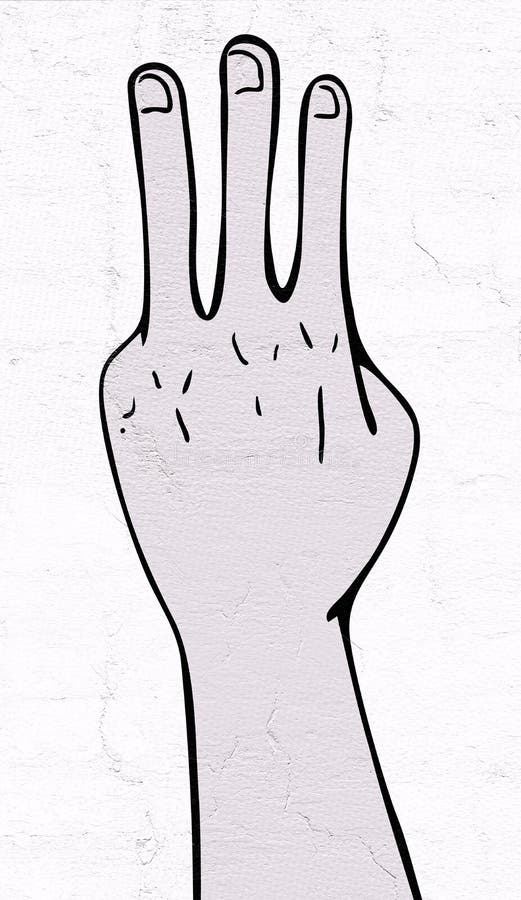 Three fingers stock illustration. Illustration of draw - 86496292