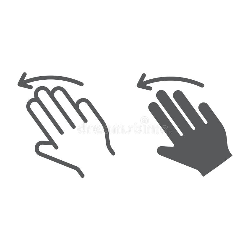 Three Fingers Flick Left Thin Line Icon, Gesture and Hand, Click Sign ...