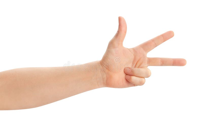 Three fingers gesture stock image. Image of sign, cutout - 259676635