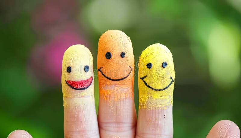 Three Fingers with Smiling Faces on Them Stock Image - Image of happy ...