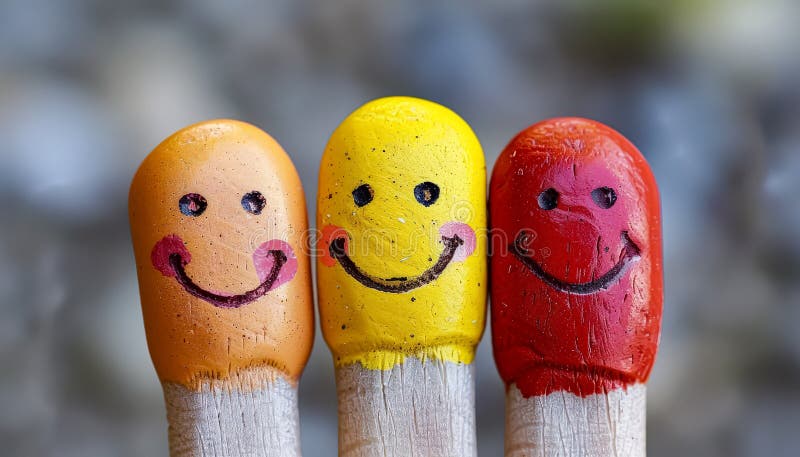 Three Fingers with Smiling Faces on Them. Stock Image - Image of review ...