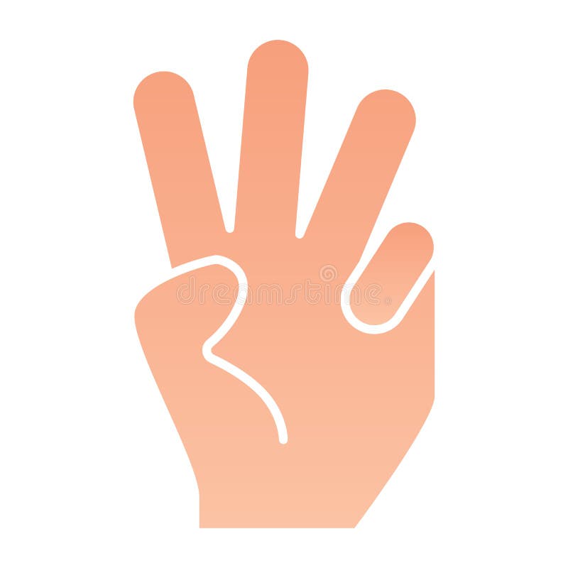 Three Fingers Up Flat Icon. Number Three Vector Illustration Isolated ...