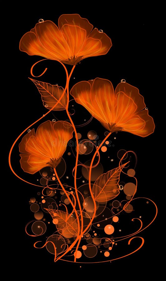 Fire Flowers Horizontal Seamless Pattern Stock Vector - Illustration of ...