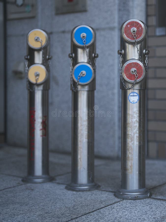 Three Fire Hydrants in Sapporo, Hokkaido, Japan Stock Image - Image of ...