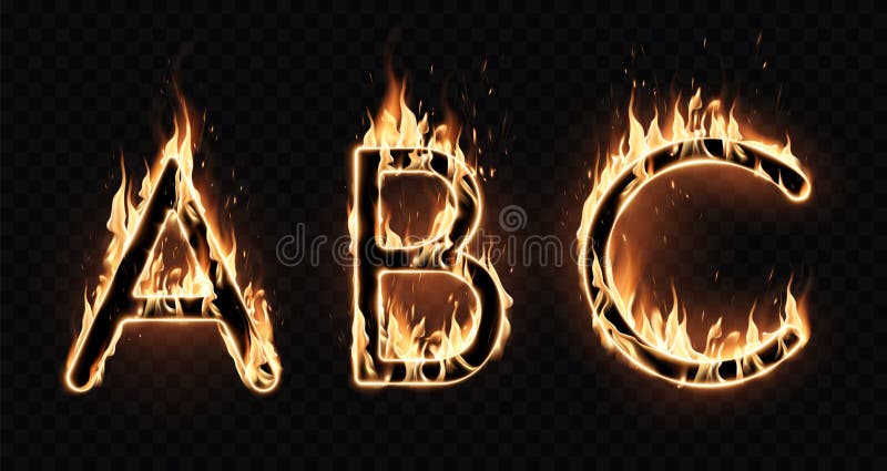 Three Fire Letters on a Dark Background. a Special Transparent Smoke ...