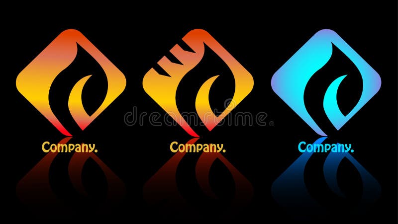 Three fire logo company. stock vector. Illustration of brand - 26523543