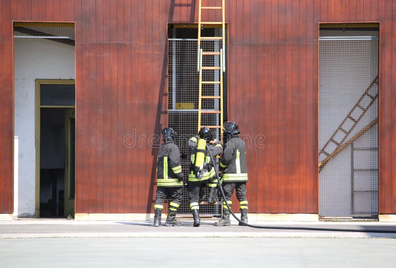 Three Firefighters in the Fire Brigade Stock Photo - Image of firemen ...